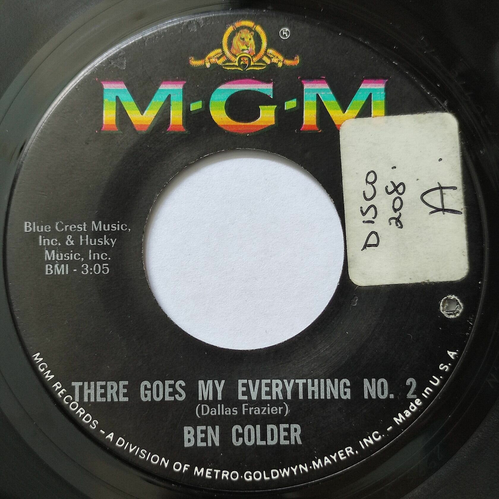Пластинка Ben Colder "Great Men Repeat Themselves / There Goes My Everything No. 2" 7" (Single/US/1967) VG/VG
