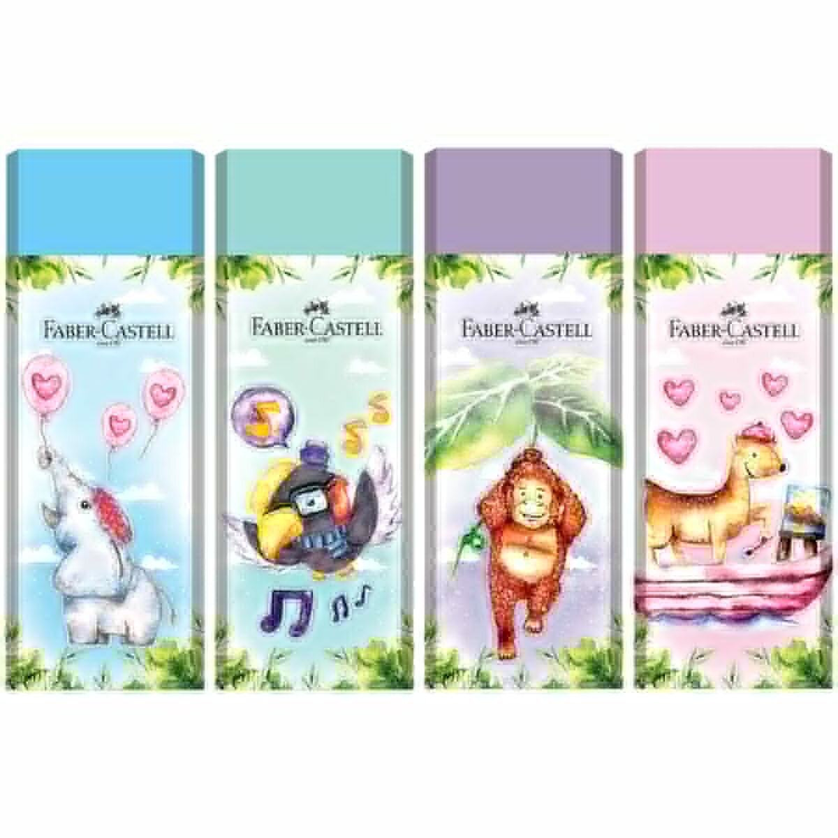 Ластик Faber-Castell Happy Jungle (прямоугольный, картонный футляр, 62x21.8x11.5мм) (188739), 20шт.