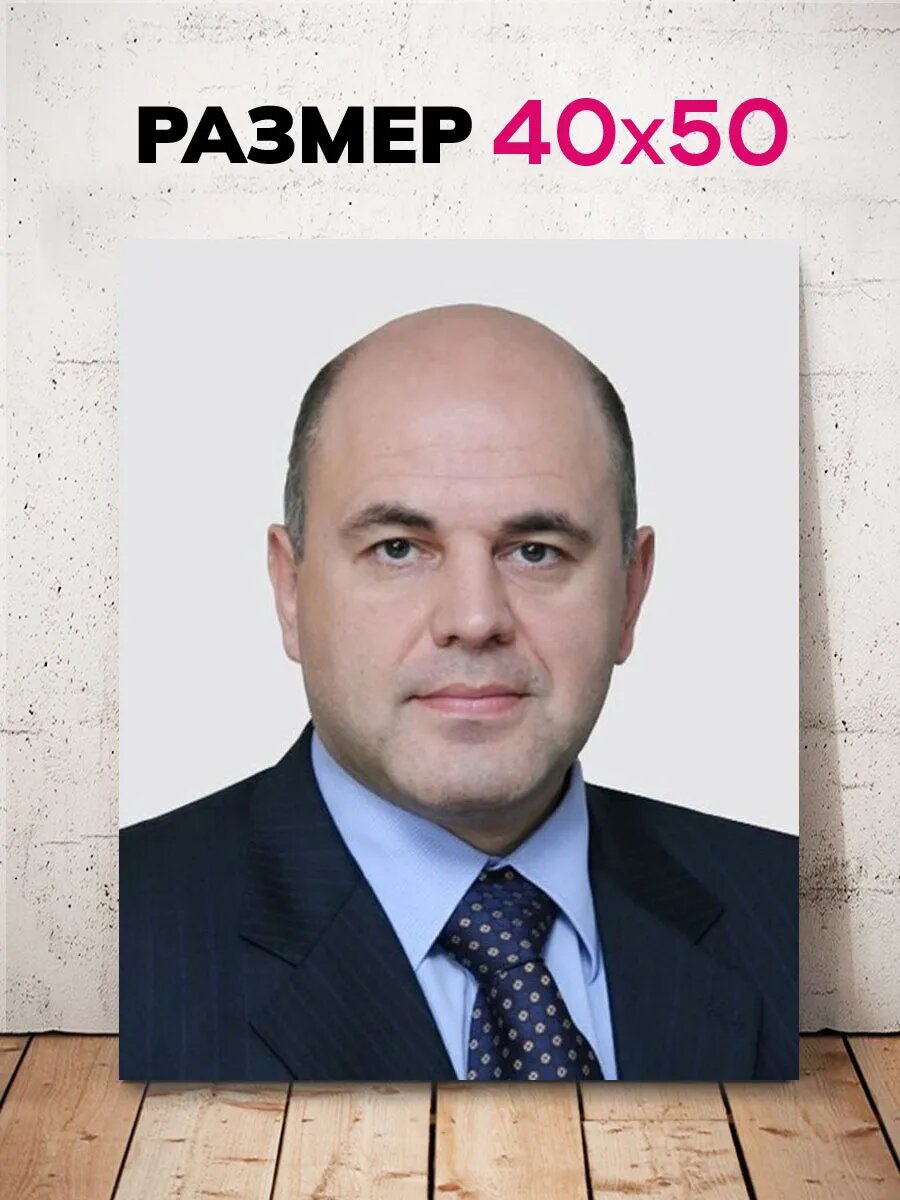 Картина интерьерная на холсте для дома Михаил Мишустин 40х50 см