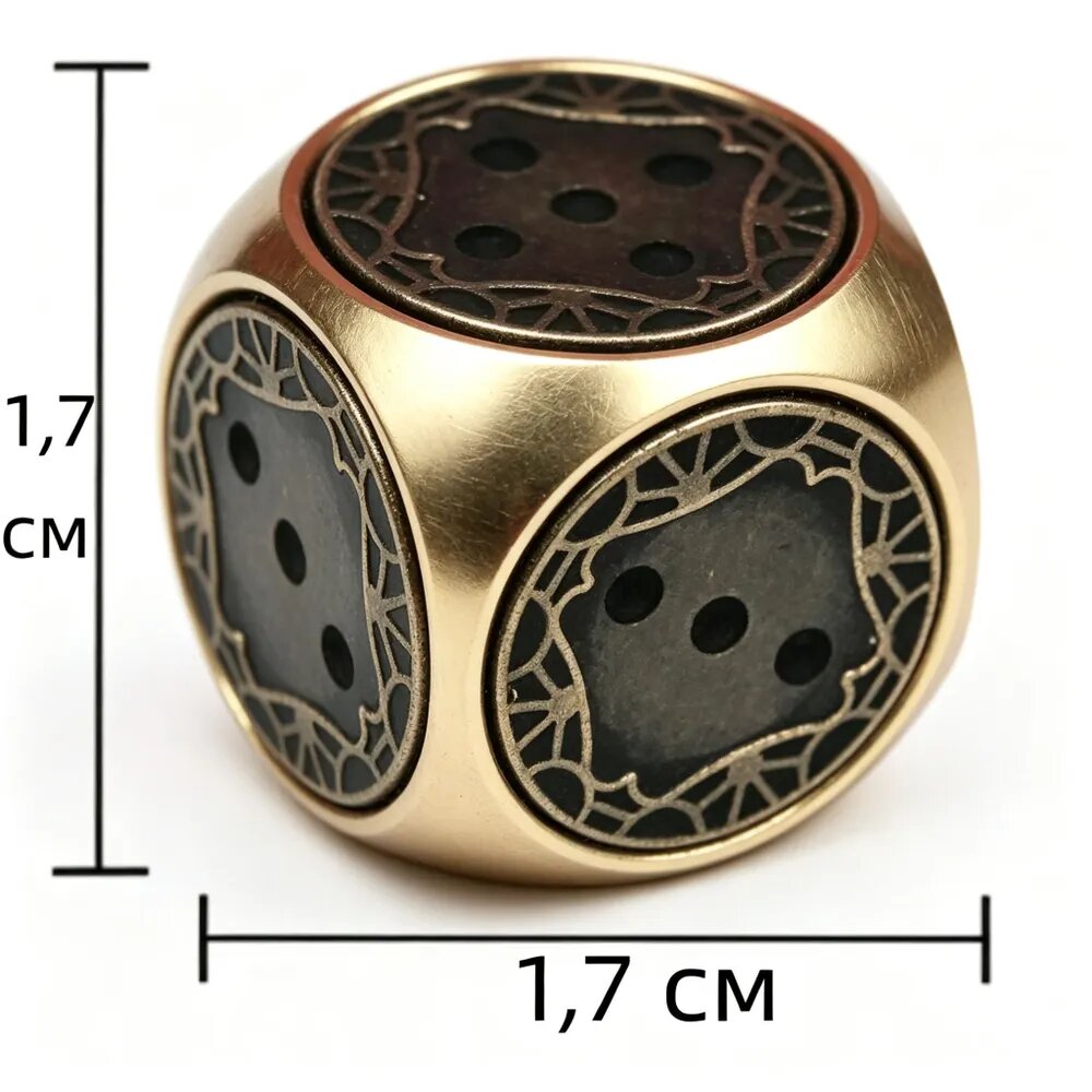 Латунные шестигранные кости D6 1.7 см, тяжёлые антикварные кубики с узором для настольных игр, ручная работа подарок