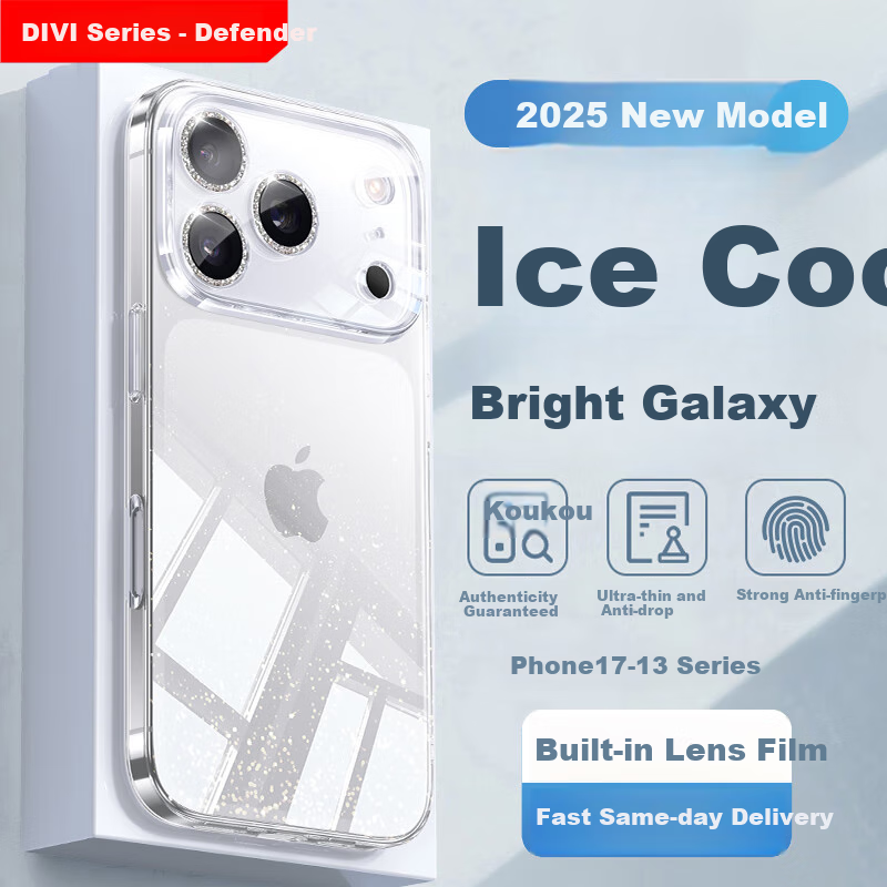 DIVI Starry Dazzle чехол для iPhone 17 Pro прозрачный ударопрочный силиконовый воздушный слой с защитой объектива