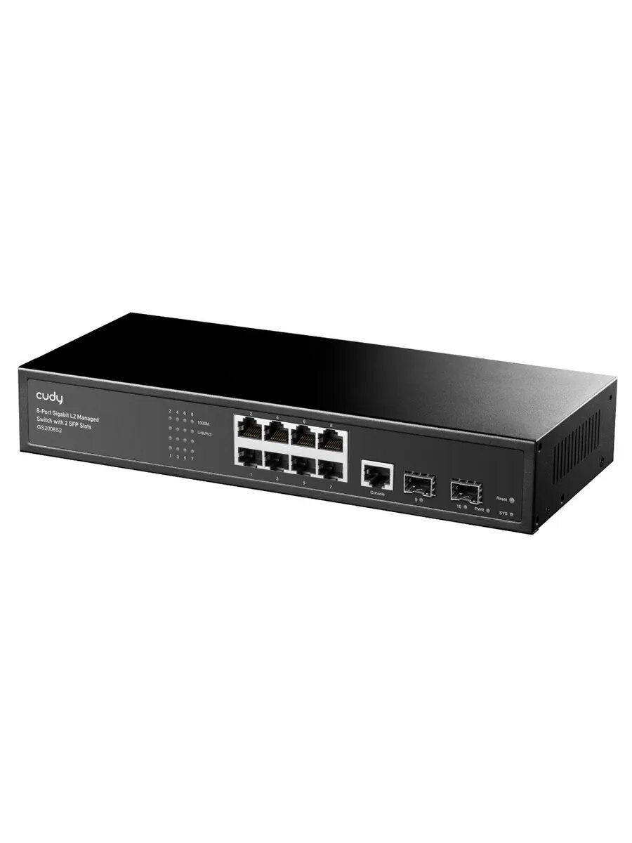 Коммутатор Cudy GS2008PS2, L2, 8 x 1Гбит/с, 2SFP, 8 PoE+ 120W, управляемый, черный