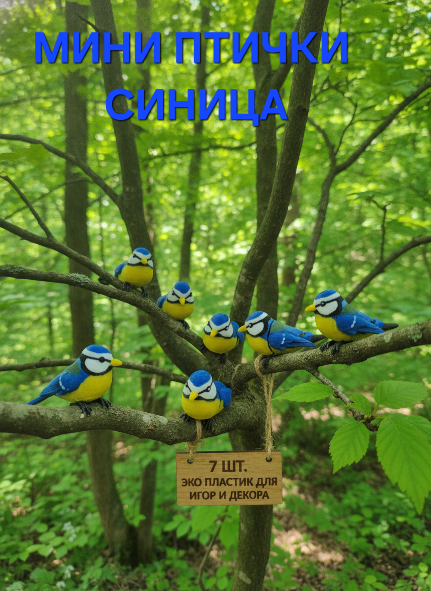 Мини фигурки-игрушки " Синица " 7шт в наборе