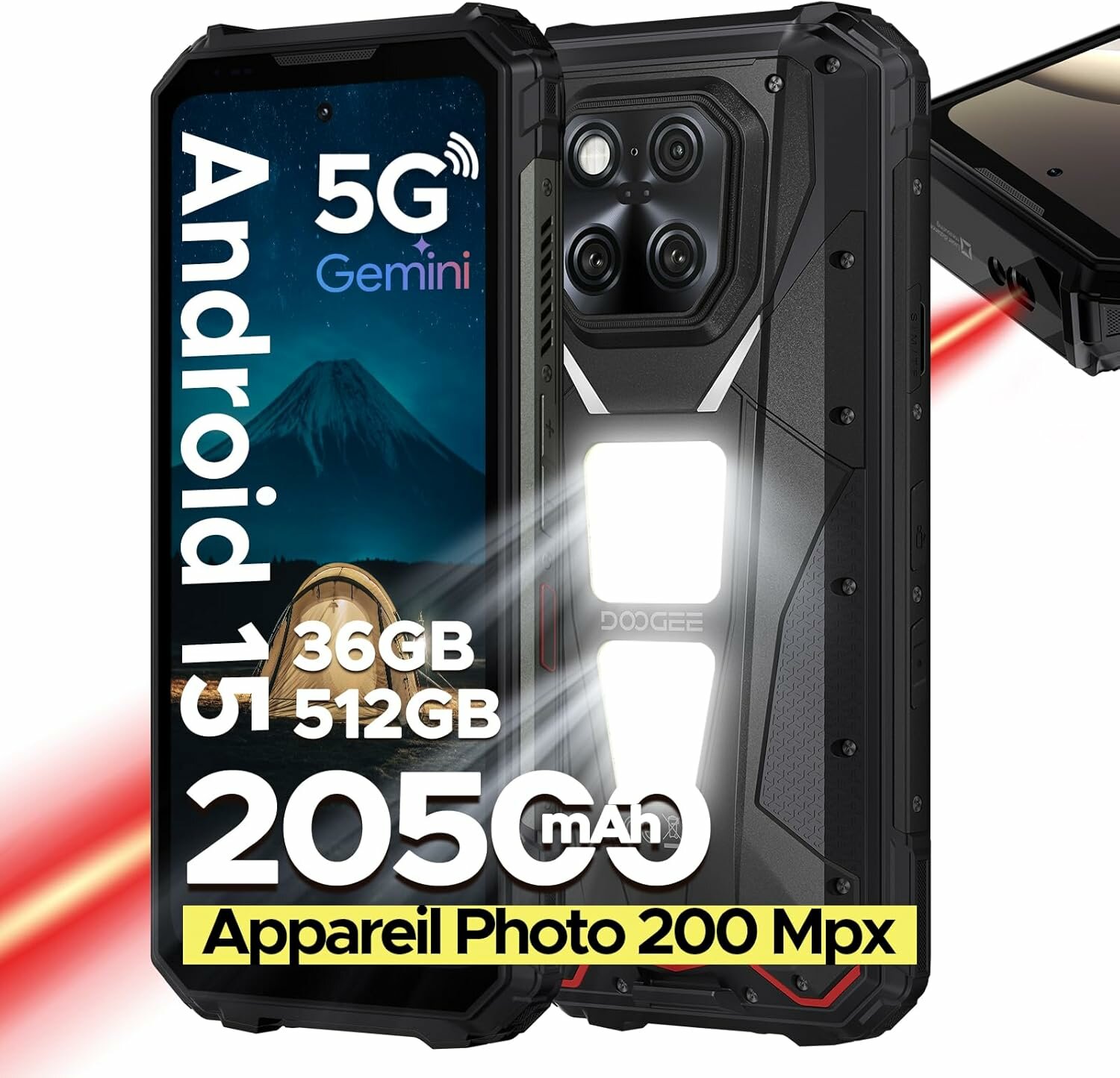 Смартфон DOOGEE V MAX LR 5G, 6,78" FHD, 36 (16+20) ГБ 512 ГБ, 20500 мАч