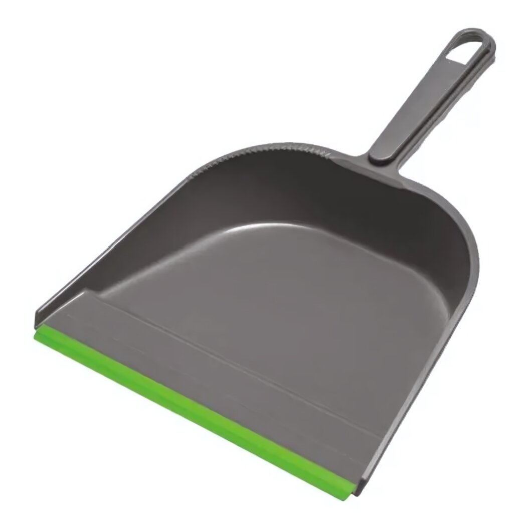 Совок с резиновой кромкой YORK для сбора мусора и пыли, пластик, серый