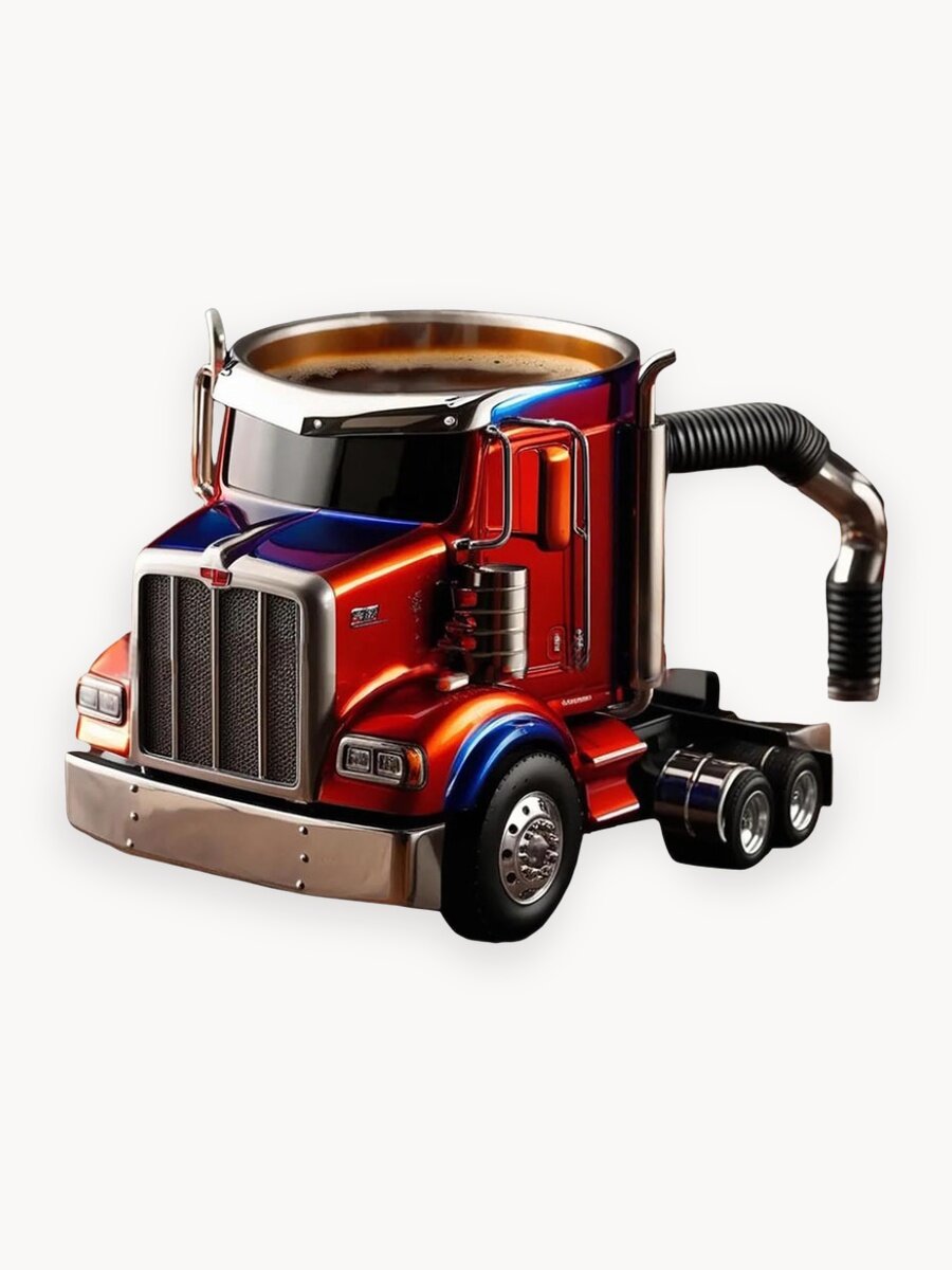 Подарочная кружка на колесиках в виде камаза MyPads Y560803, на 200мл, идеальный подарок мужчине дальнобойщику, из качественного нержавеющего метал.