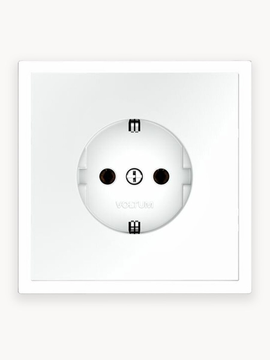Комплект розетка с заземлением 16А и рамка VOLTUM S70 (белый матовый) VLS040102NR