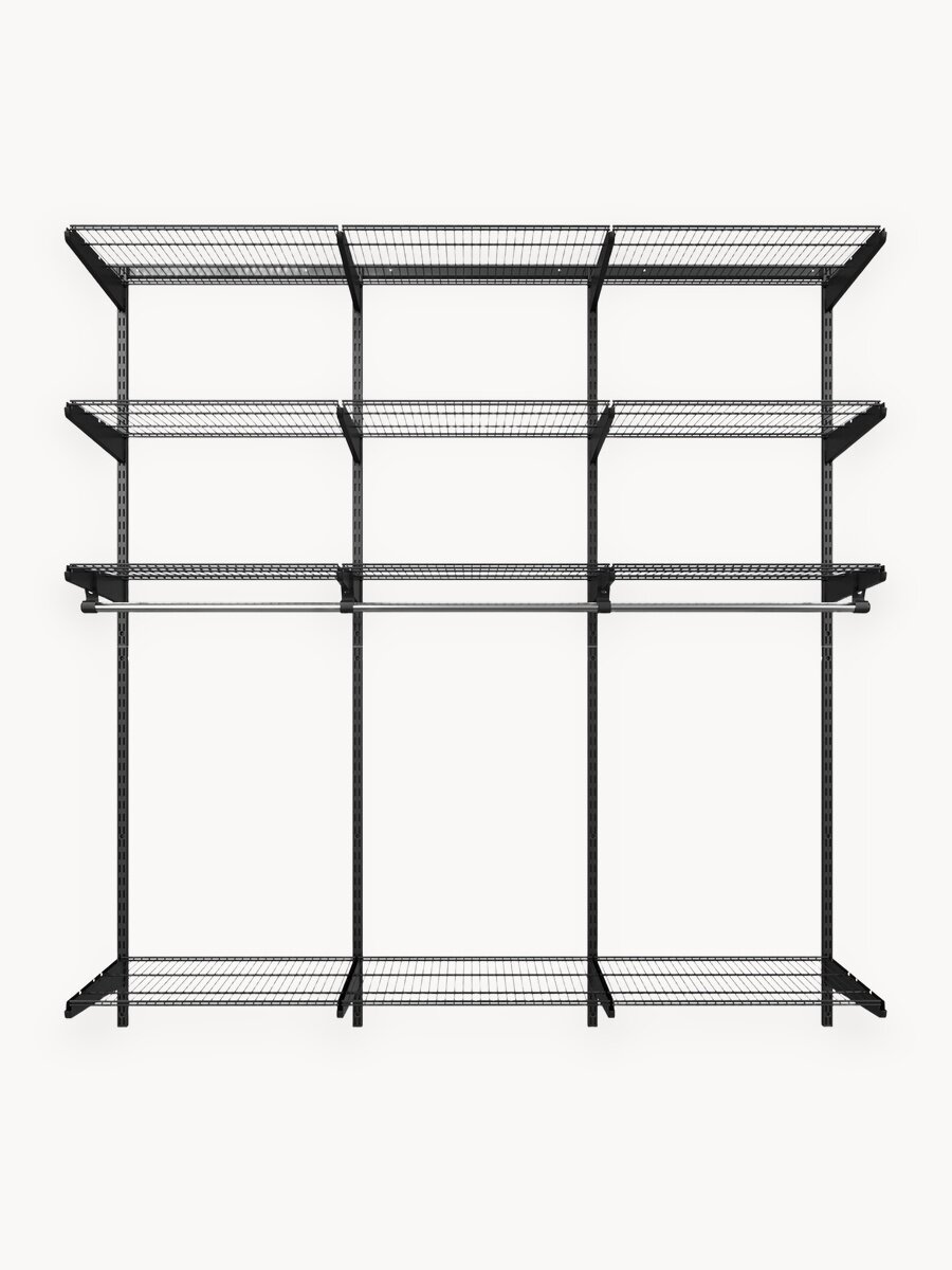 Гардеробная система хранения черная, 192х45х192см