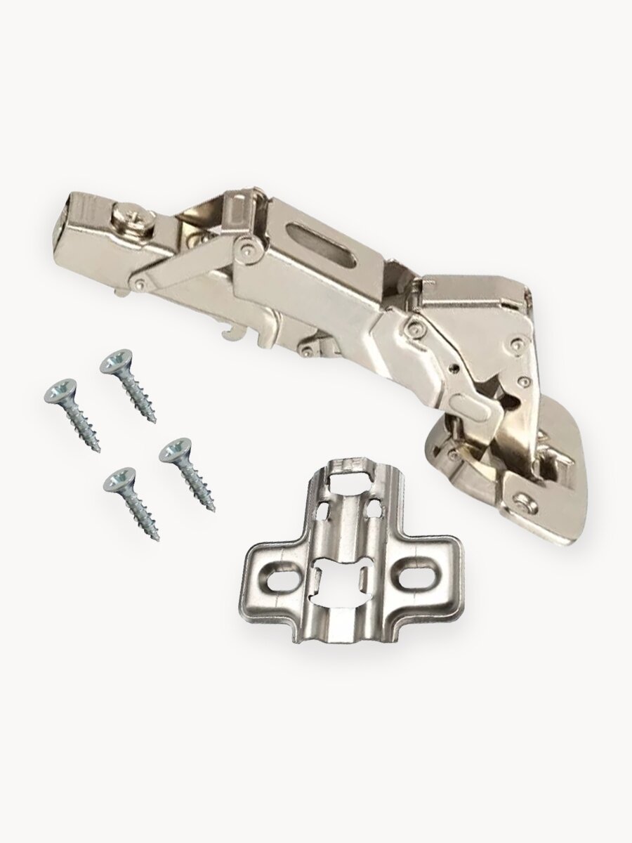 Петля мебельная накладная Firmax Click-on Soft-Close с доводчиком и крепежной фурнитурой, 155 , 2 шт