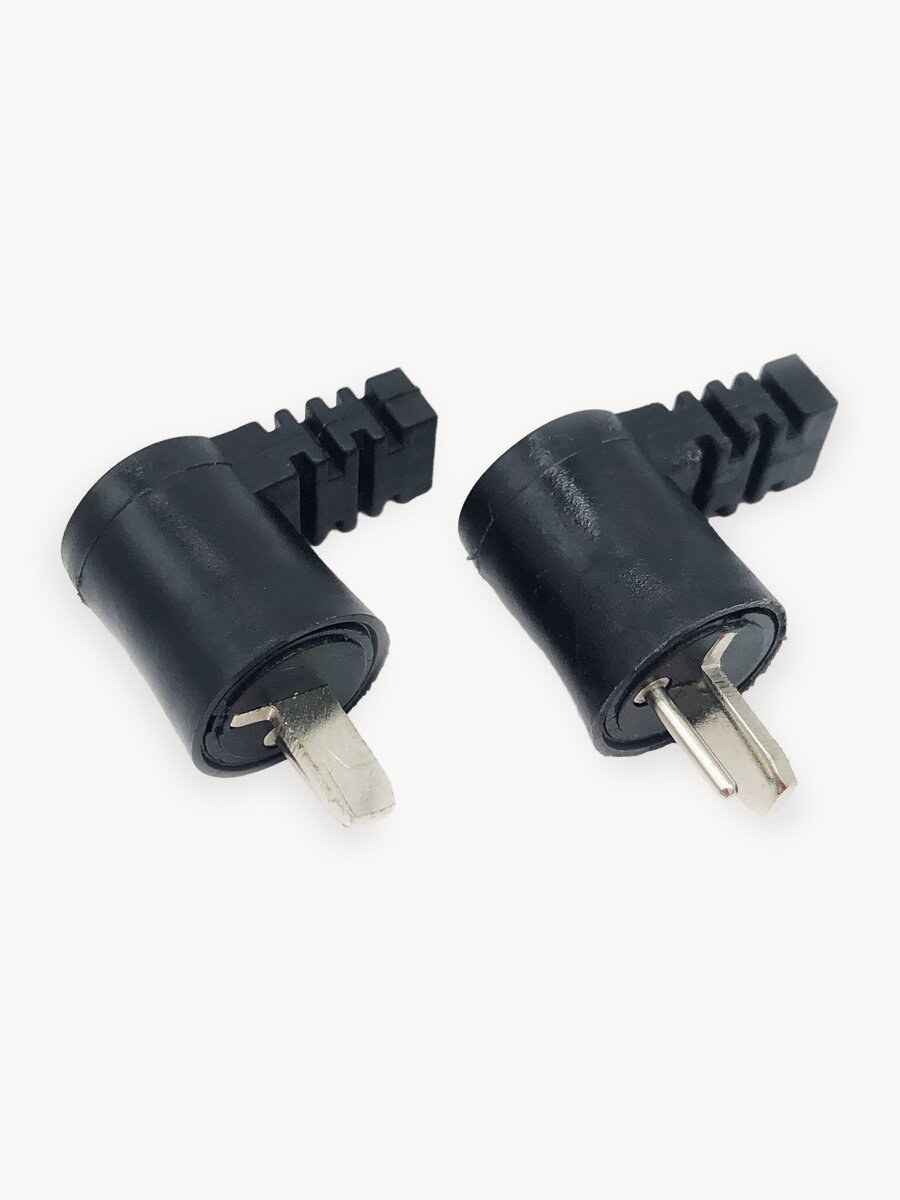 Разъем аудио "точка-тире" "штекер" пластик угловой на кабель, под винт (в комплекте 2 шт.)