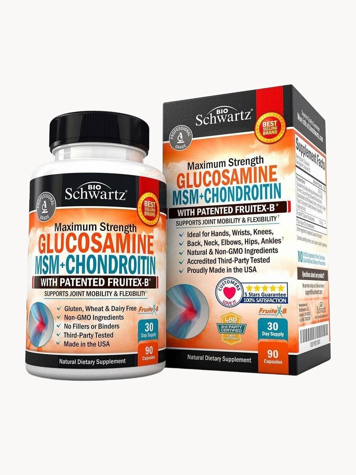 Комплекс для суставов bioschwartz глюкозамин и хондроитин 90 капсул, для суставов и связок