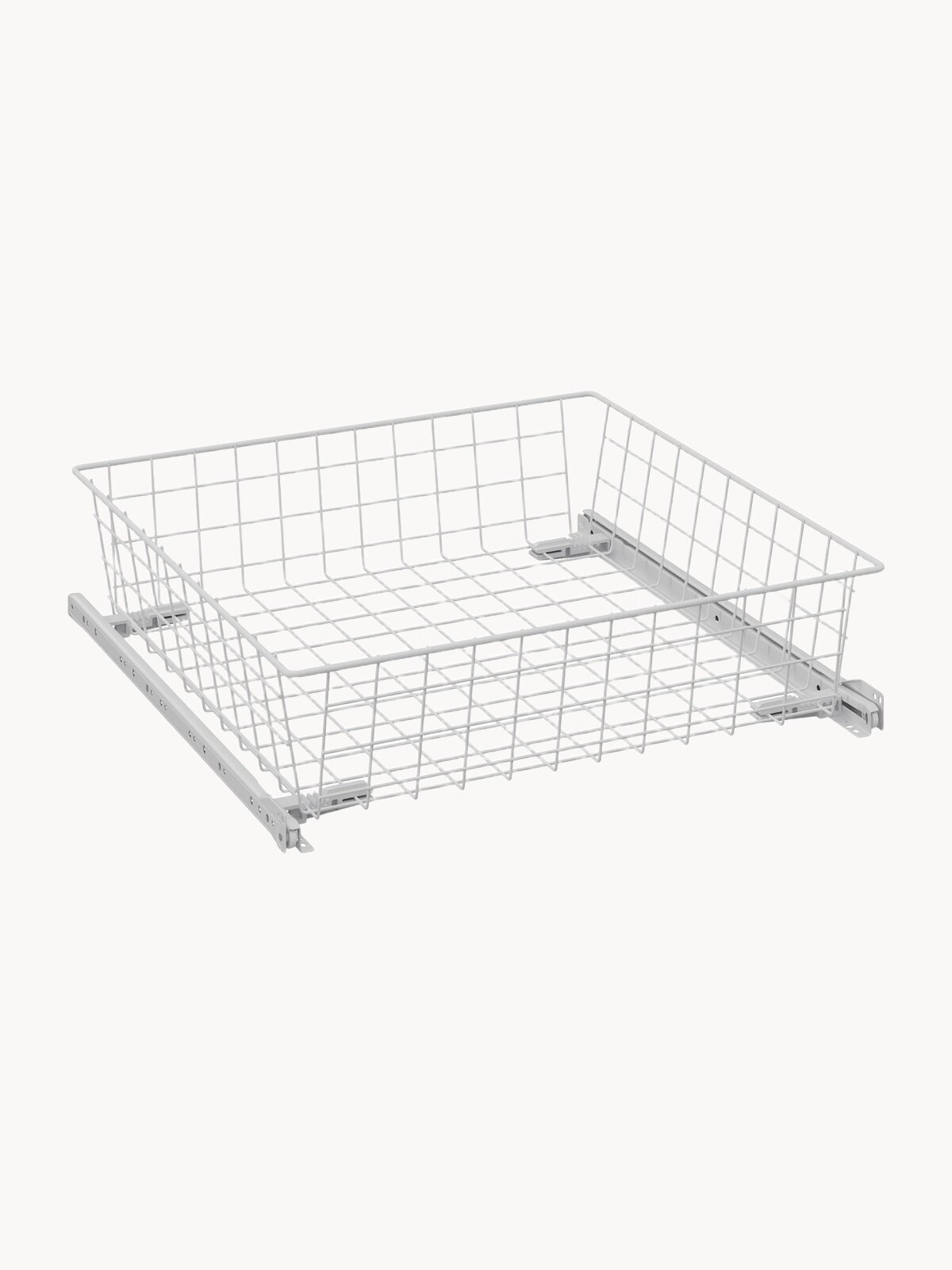 Корзина выдвижная металлическая в шкаф, с направляющими, белая матовая 12*50*50см