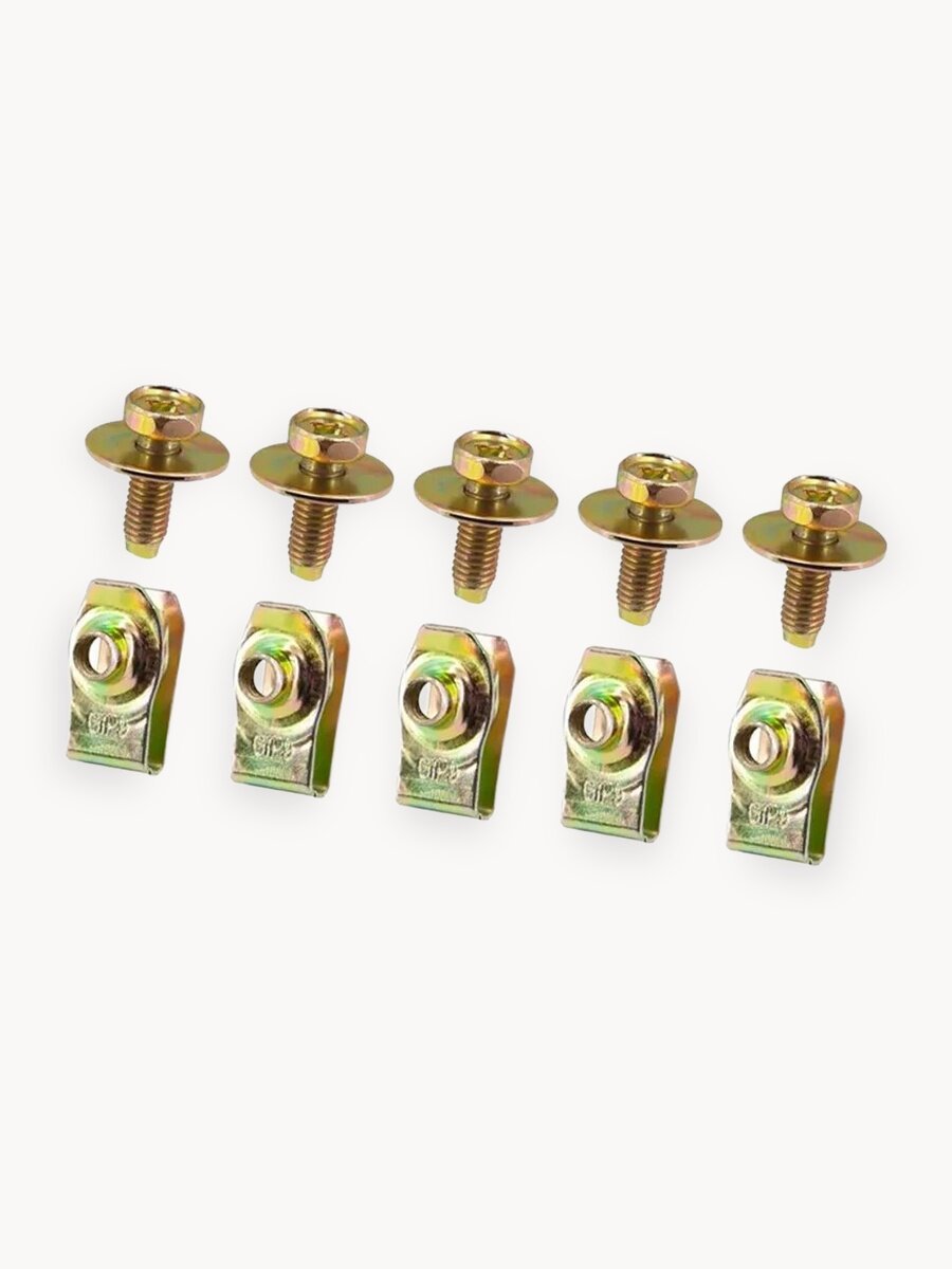 Болт автомобильный M6 с закладными гайками 10шт желтый