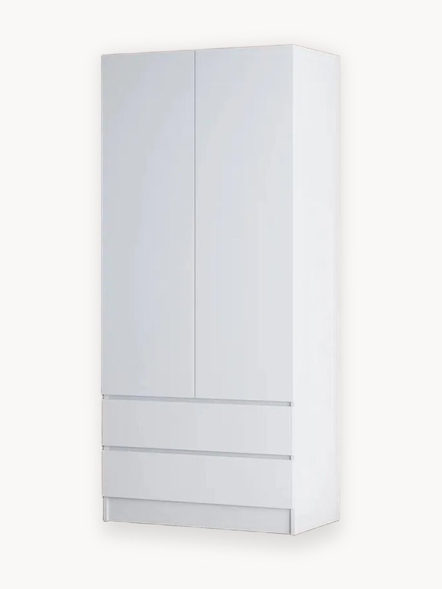Шкаф для одежды распашной Квазар ШК-02 с ящиками 220*90*50 Белый с полками