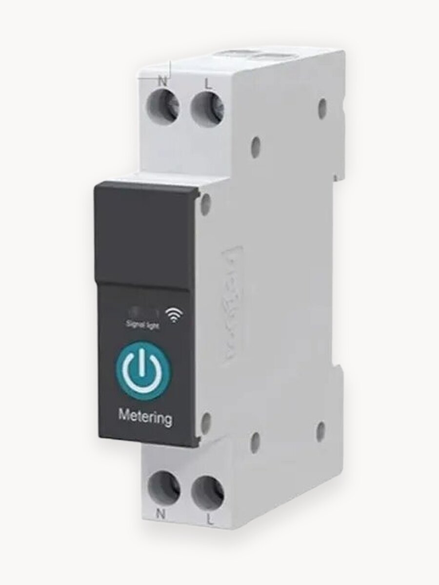 Умное WiFi реле-автомат 25A на Din-рейку с функцией Ваттметра, для приложения Smart Life. Работает с Алисой, Марусей