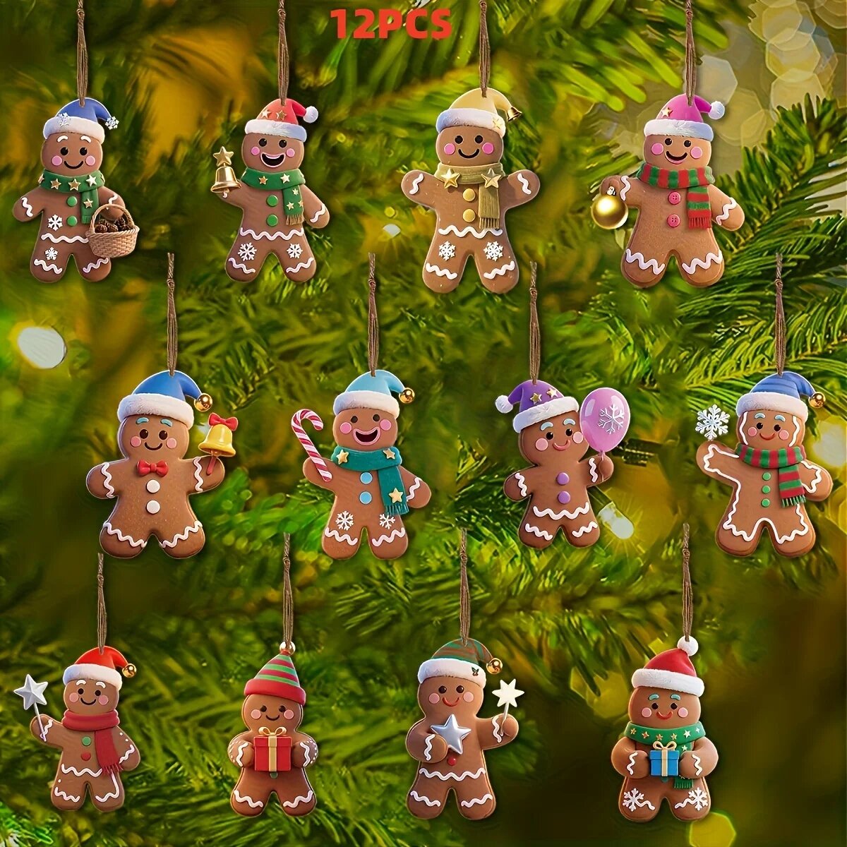 Деревянные пряничные человечки для елки 12/24 шт 12pcs