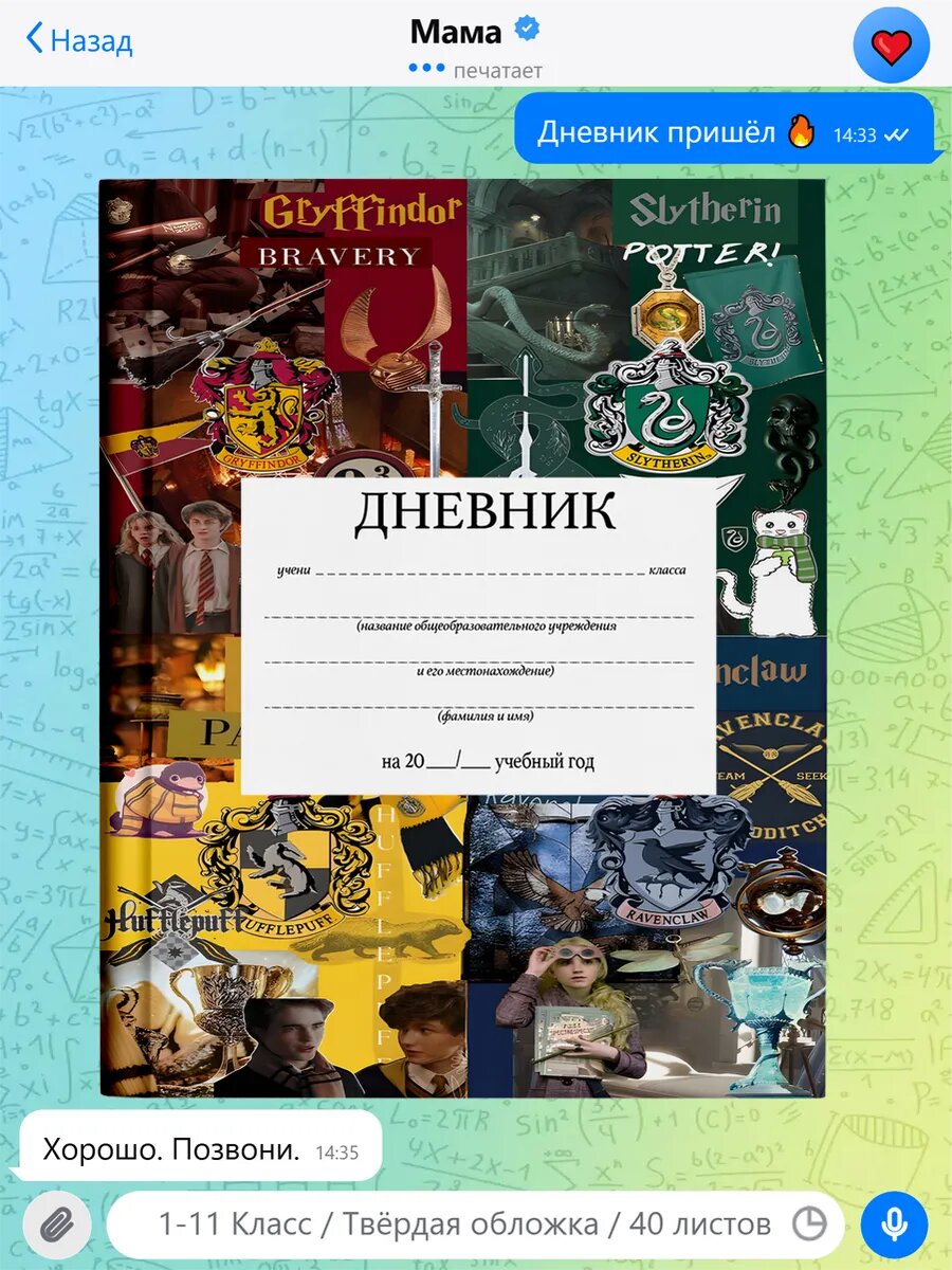 Школьный дневник с принтом Гарри Поттер