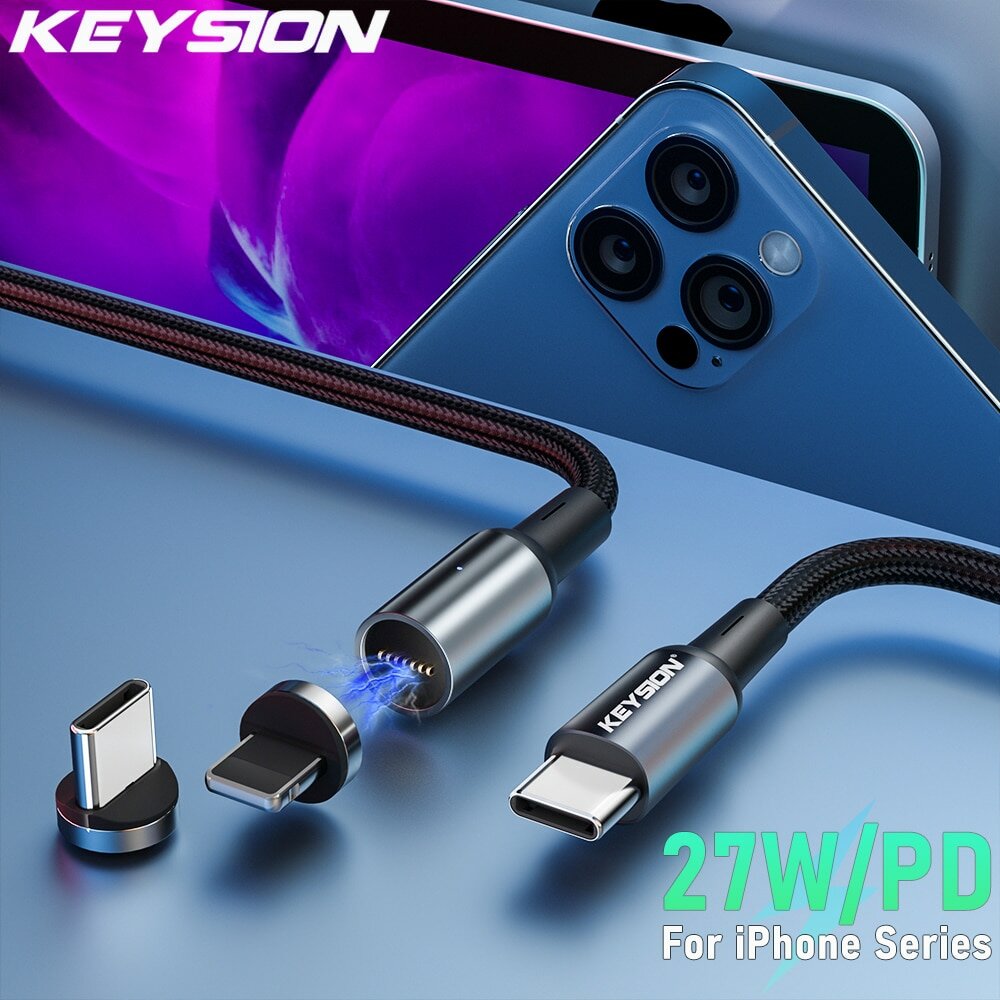 Магнитный кабель KEYSION PD 27 Вт для iPhone 13 12 11, кабель для быстрой зарядки Type-C - USB C, кабель для зарядки iPa