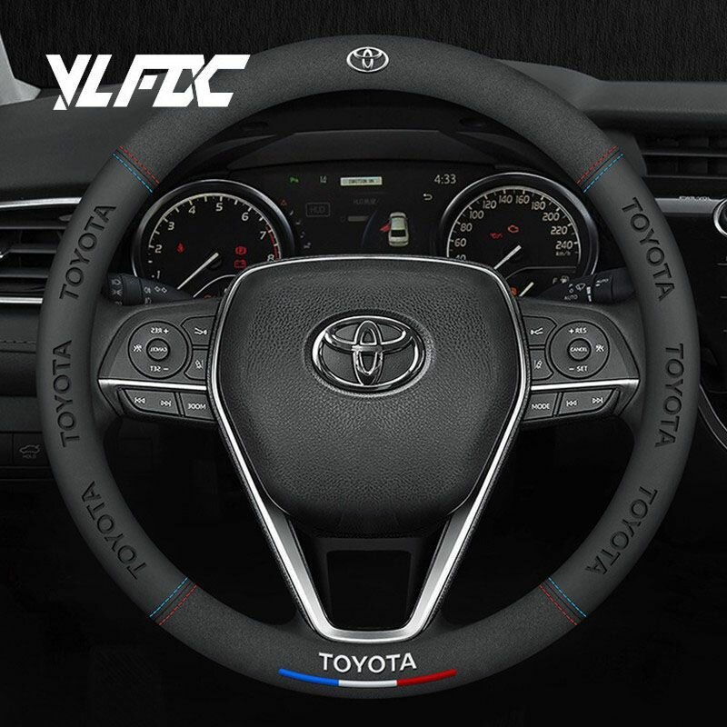 Оплетка на руль для Toyota / Тойота Corolla, Camry , C-HR , RAV4 , Highlander , Fortuner , Land Cruiser Prado автомобиля Чехол на руль 37-39 см