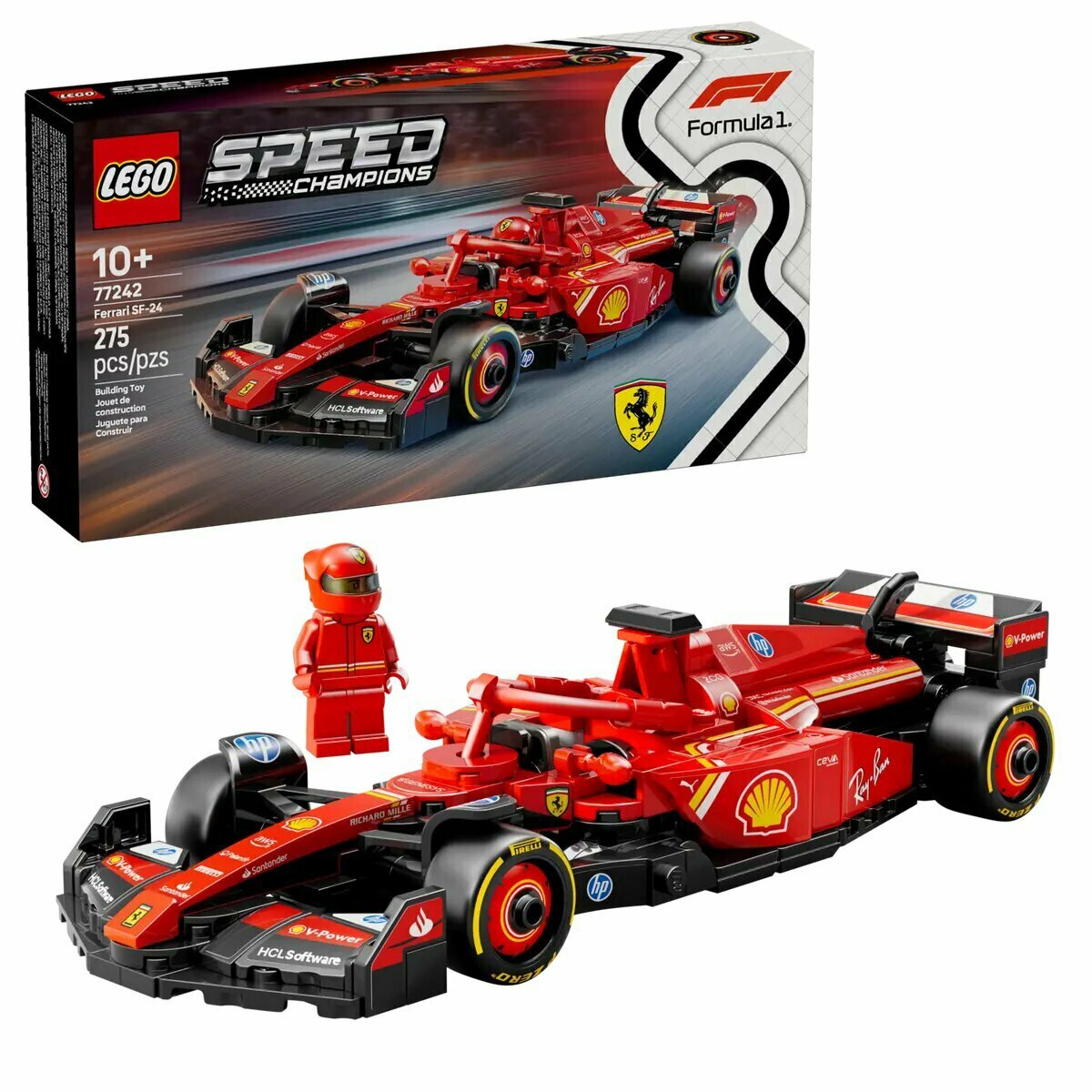 77242 Пластиковый Конструктор Lego Speed Champions 77242 Ferrari SF-24 F1 Race Car Гоночный автомобиль Ferrari SF-24 F1