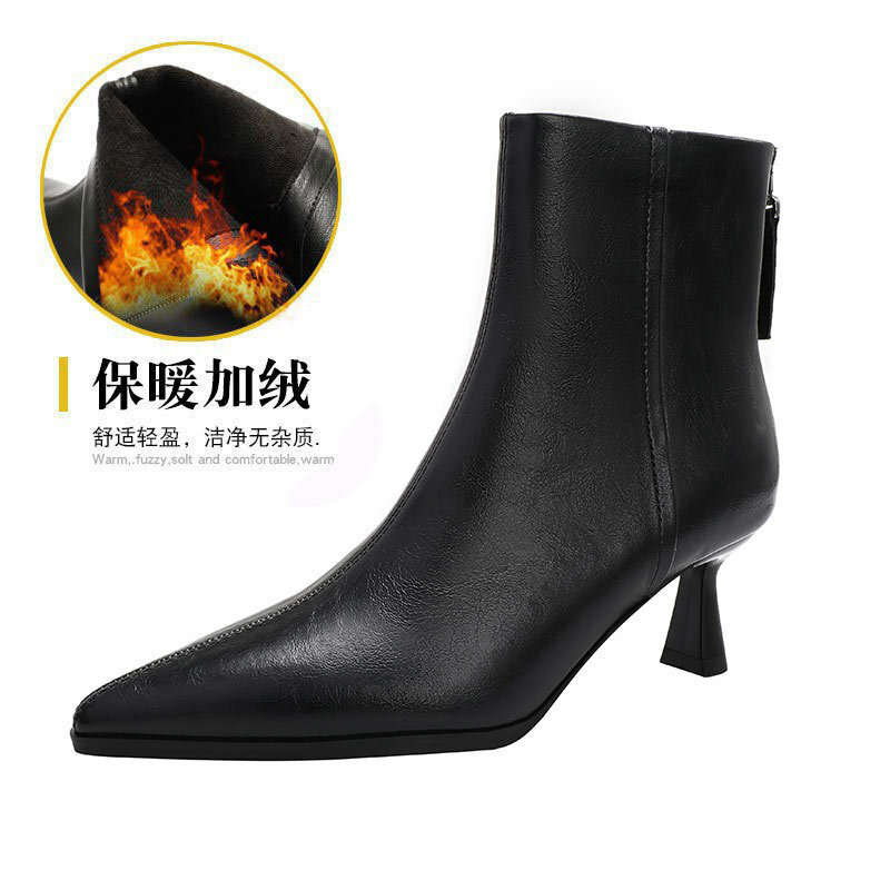 MOOCIE Ботильоны с острым носком для женщин, осень-зима 2025, новые женские ботинки, белые ботинки на высоком каблуке, женские ботильоны на шпильке средней высоты во французском стиле