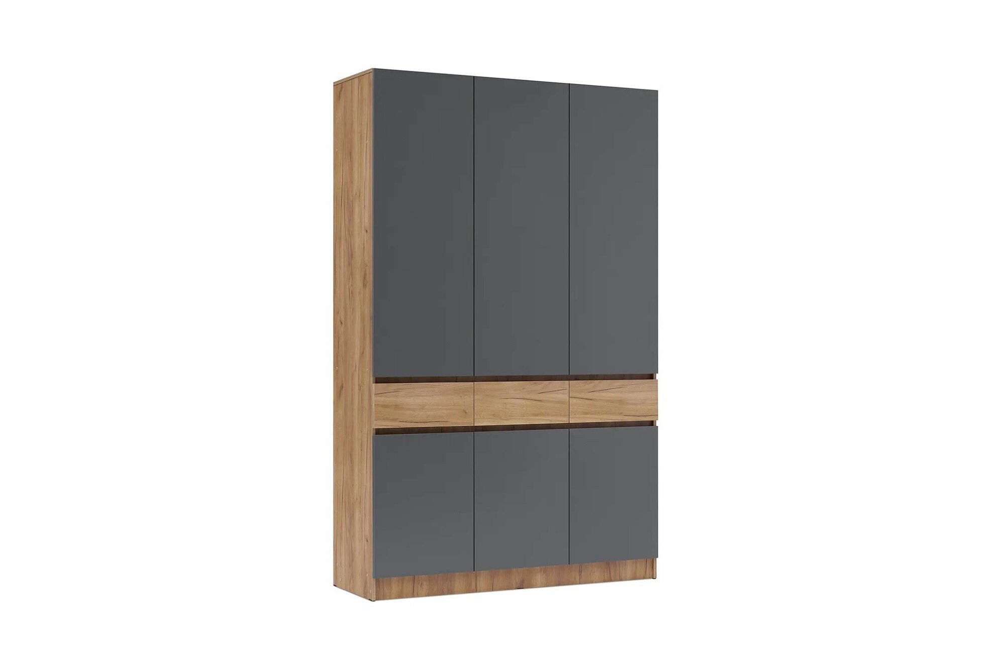 Шкаф 3-х ств. комбинированный с выдвижными ящиками "Роджина" (Дуб Крафт/Графит)