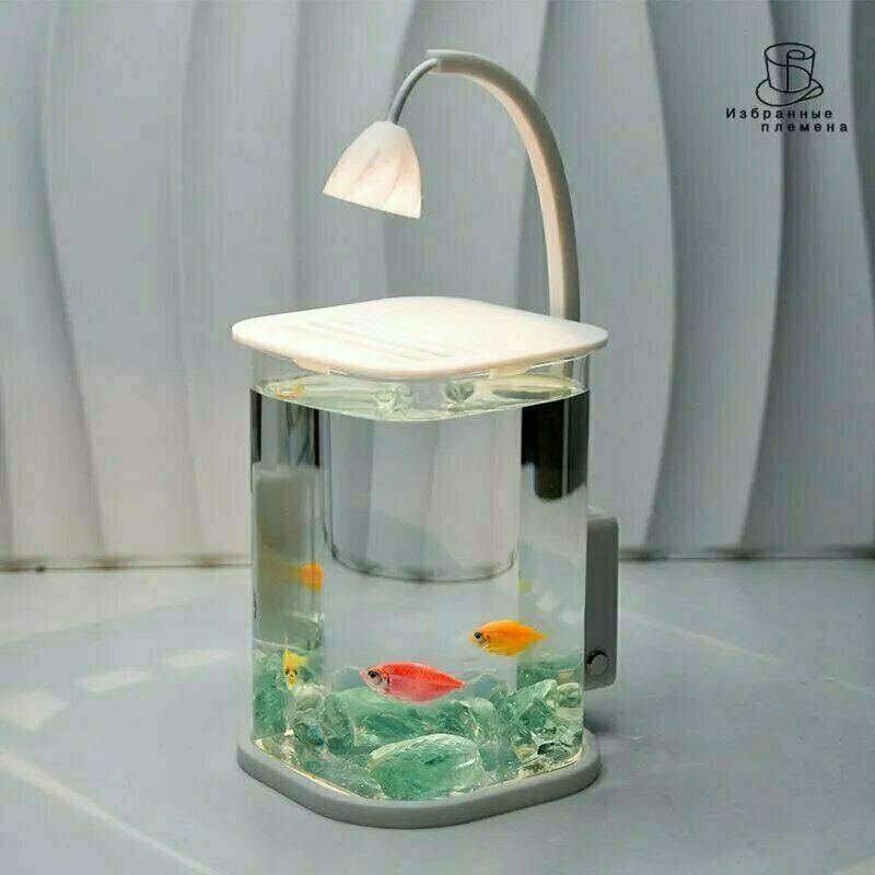 Аквариум "A", с подсветкой, панорамный, 24,5 см, белый/зеленый