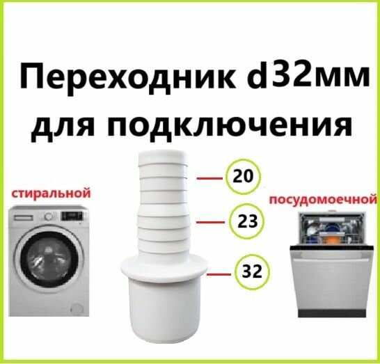 Переходник для стиральной и посудомоечной машины d32х20мм прямой