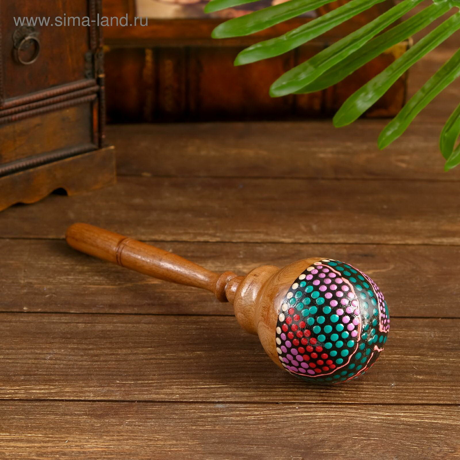 Сувенирный музыкальный инструмент "Маракас разноцветный", 27x7x7 см +- 1 см