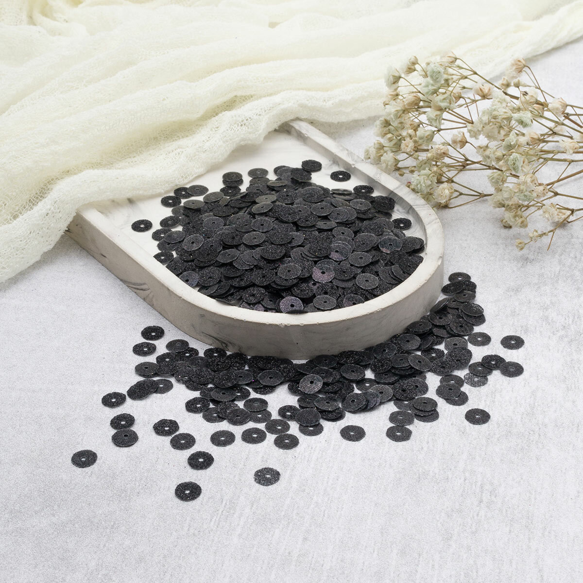 Пайетки для рукоделия пришивные 'Глиттер', 6 мм, 10 г*10 упак, Astra&Craft (9602 черный)