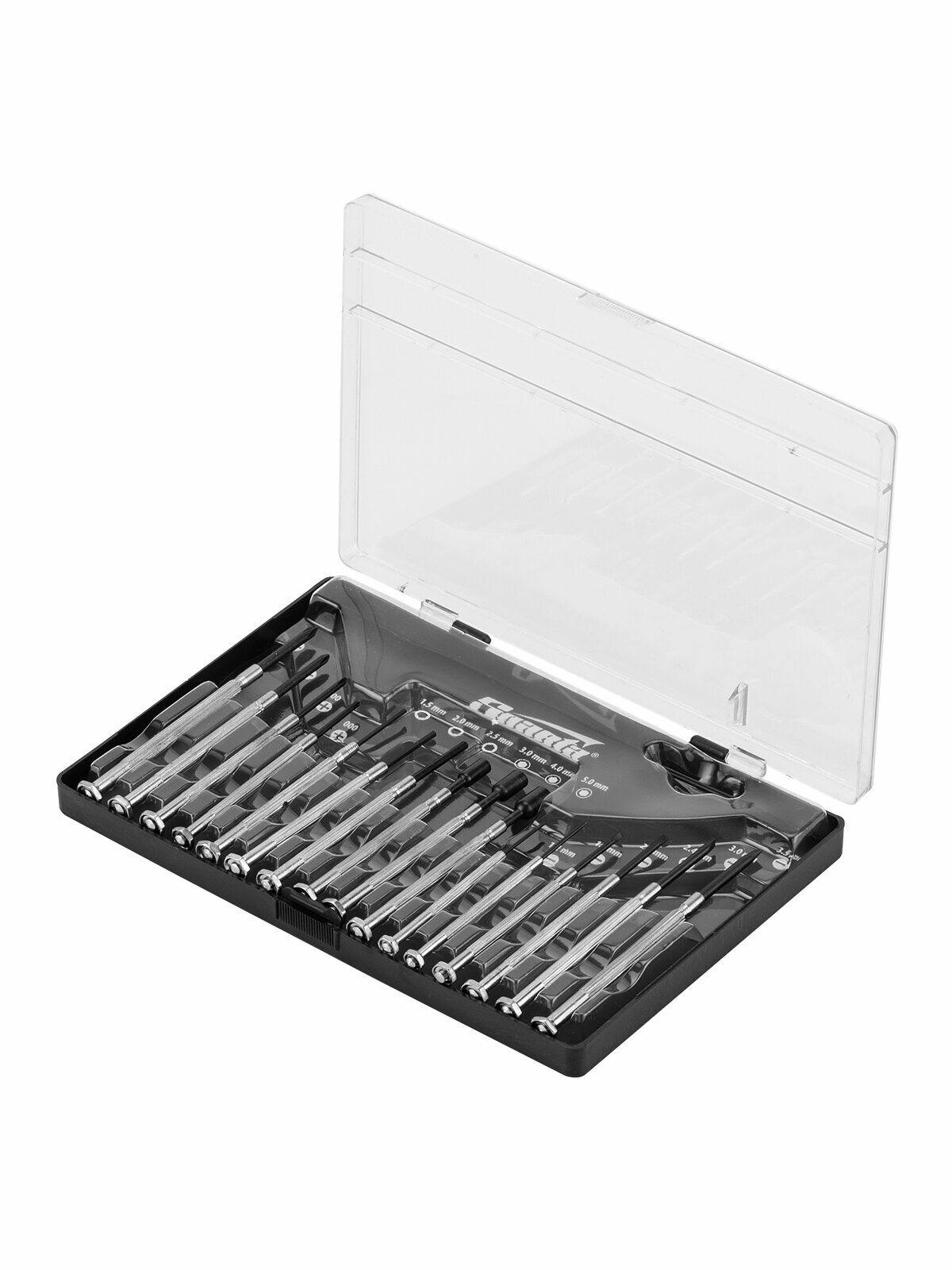 Набор отверток для точных работ Sparta, 16 шт, SL, PH и HEX, вращающиеся затыльники, для точной механики, в кейсе, 11783