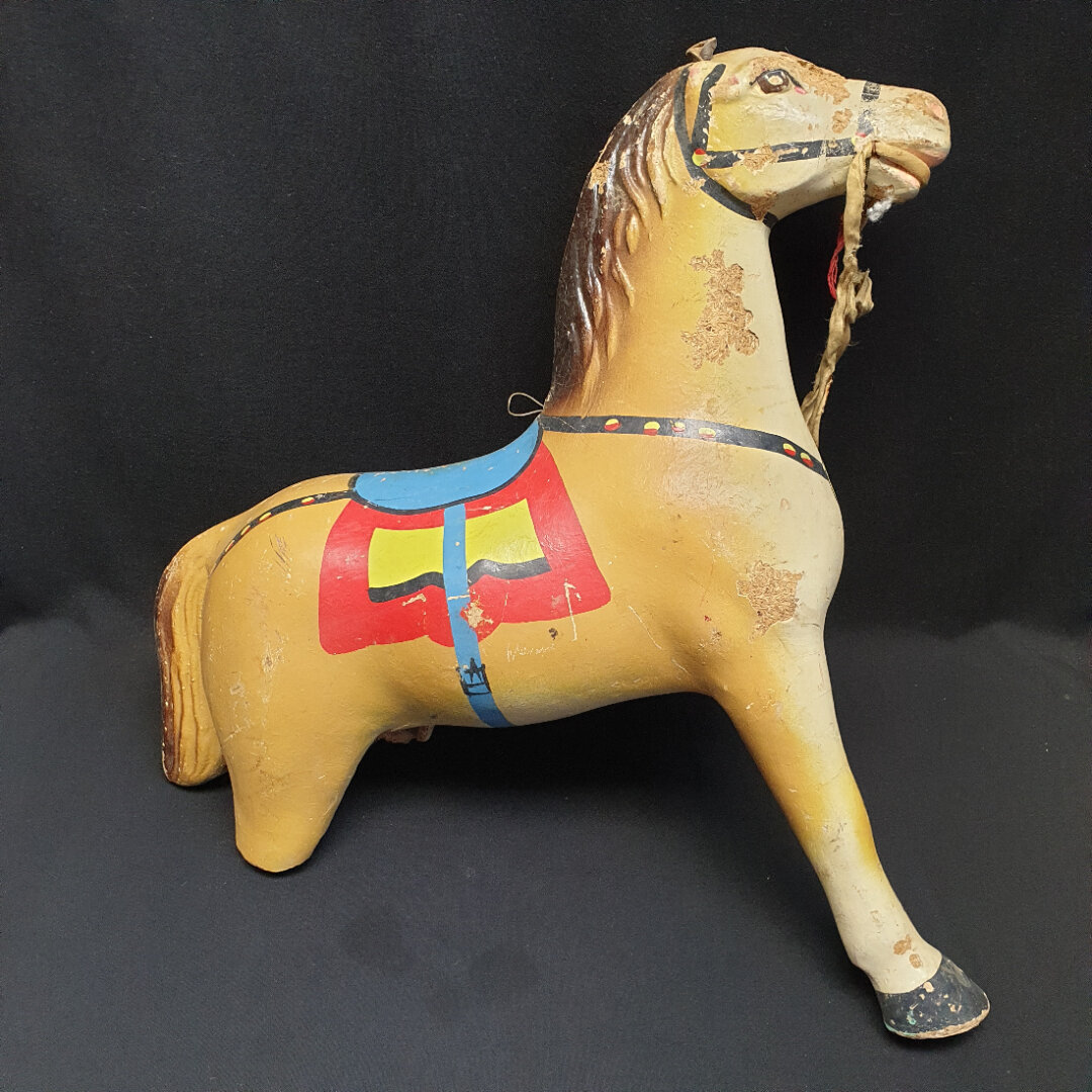 Игрушка Конь на реставрацию, прессование опилки папье-маше, винтаж СССР