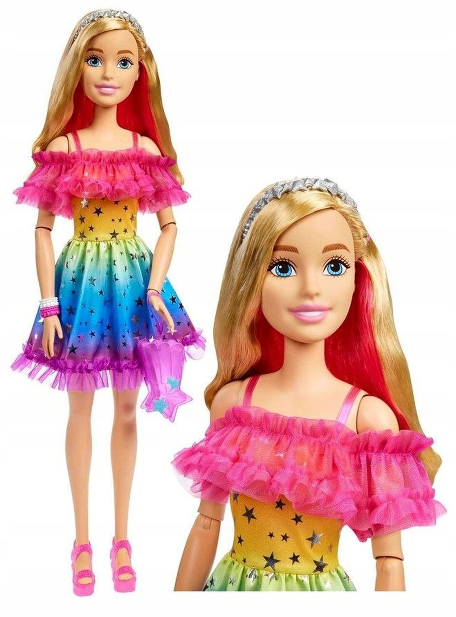 Кукла Mattel Barbie - Большая Кукла 70 см блондинка в цветном платье - Барби HJX98