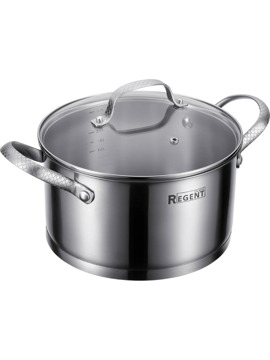 Кастрюля с крышкой из нержавеющей стали 3,4 л, посуда для кухни металлическая для индукции