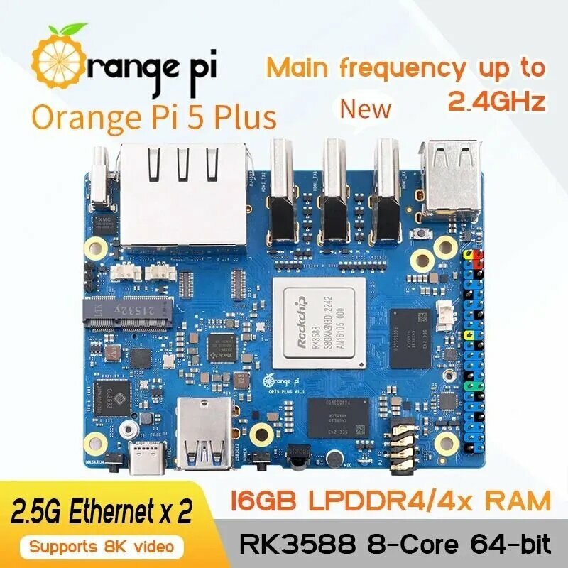 Orange Pi 5 Plus 16GB RAMDDR4 Rockchip RK3588 Mini PC Board M.2 слот PCIE Orange Pi5 Plus SBC Single Board Computer