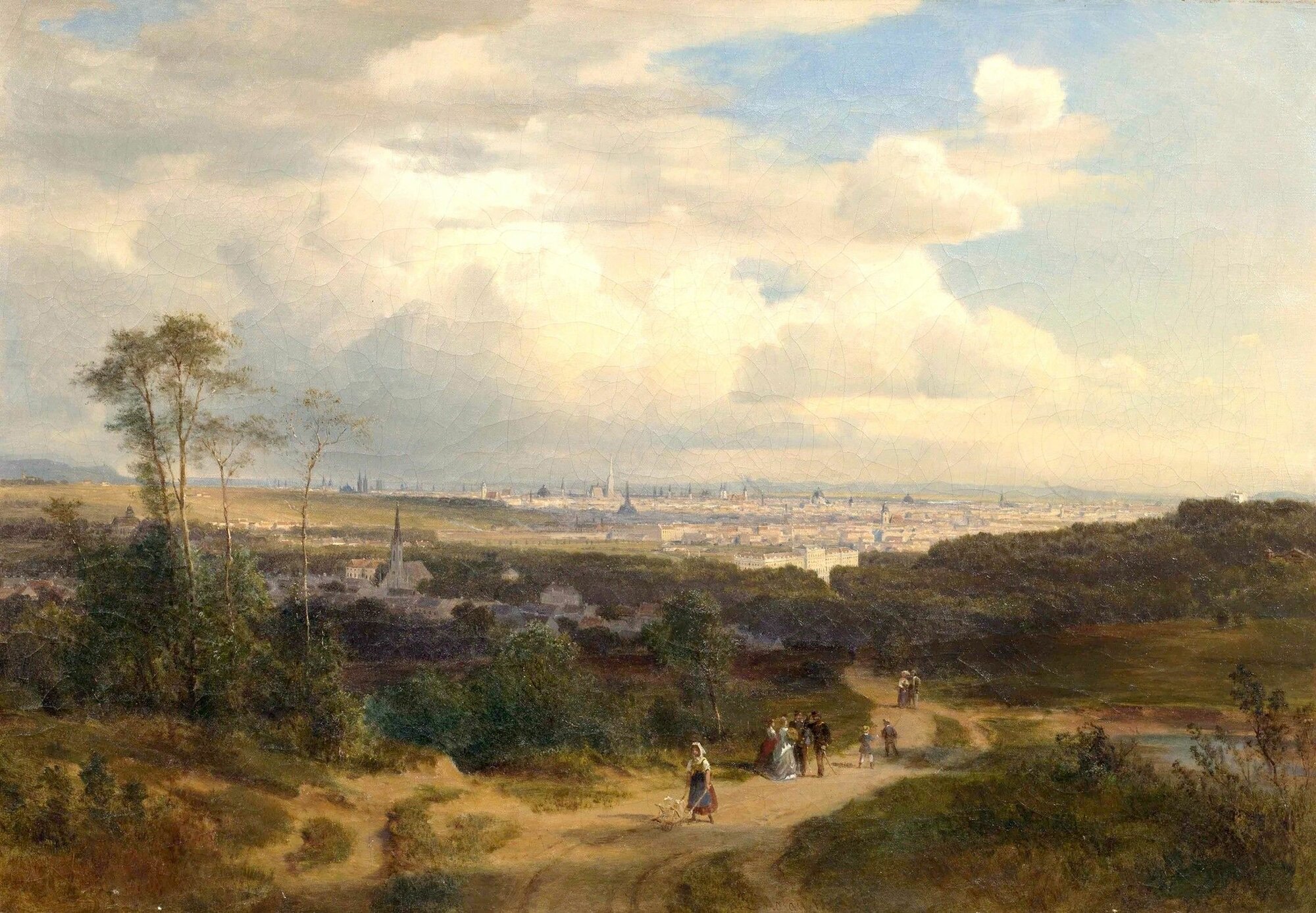 Картина Людвига Галауска Дальний вид на Вену с холма близ Хитцинга 80х55 см