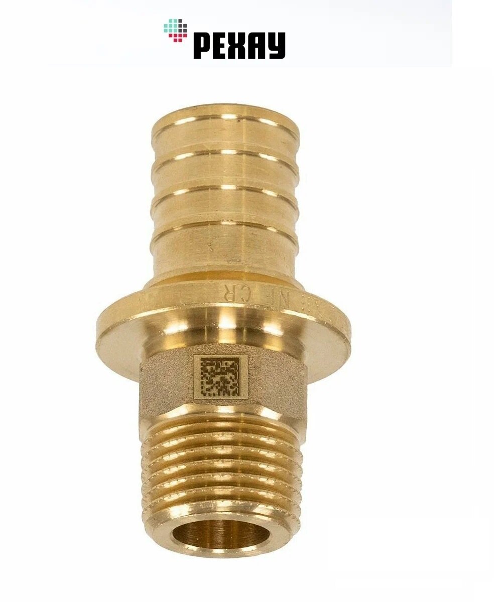 Переходник рехау с наружной резьбой, 20-R 3/4", DZR латунь MX, (11096811001)