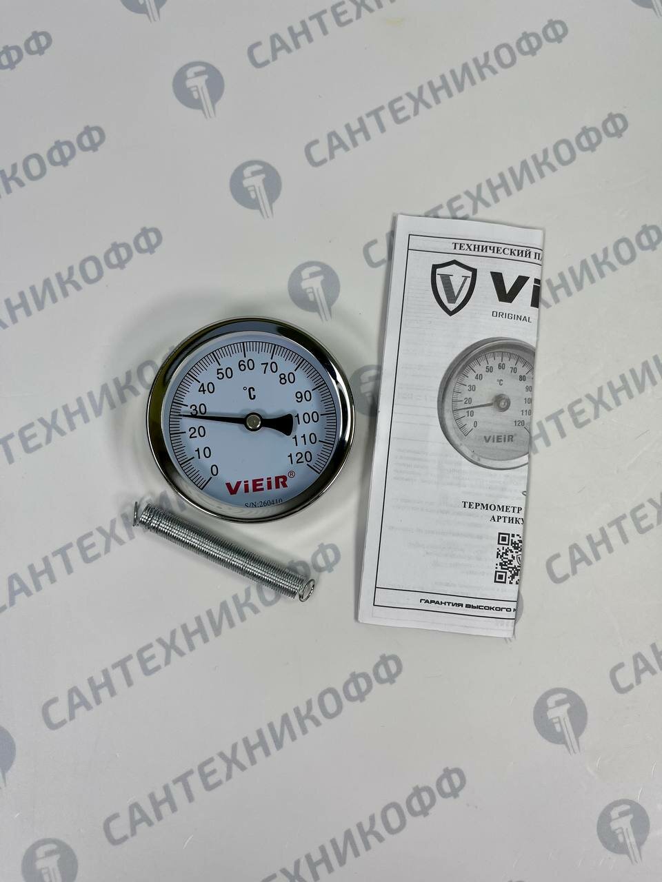 Термометр накладной биметаллический с пружиной 0-120°C ViEiR арт. YL17