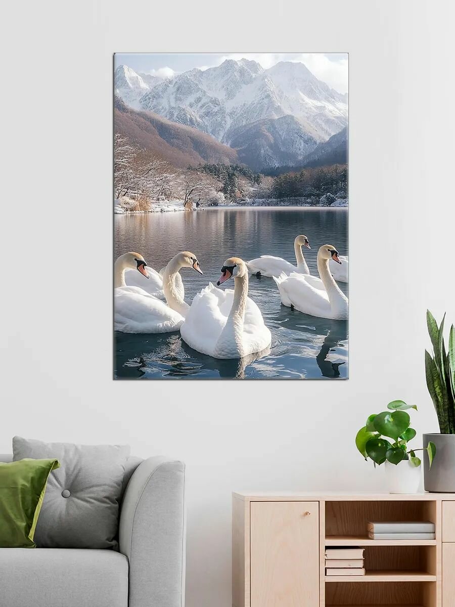 Картина на стену "Лебеди", 30х40 см
