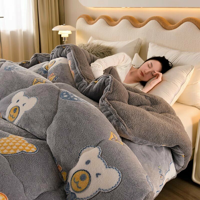 Толстое теплое одеяло из овчины зимой, одеяло из молочной шерсти зимой，110*150 см, 1 кг