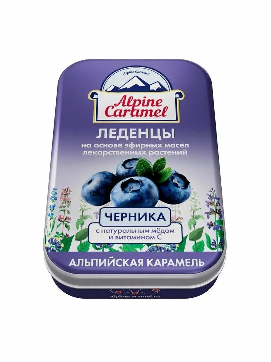 Alpine Caramel Альпийская Карамель, леденцы детские (черника, Витамин С, мед), 53 г