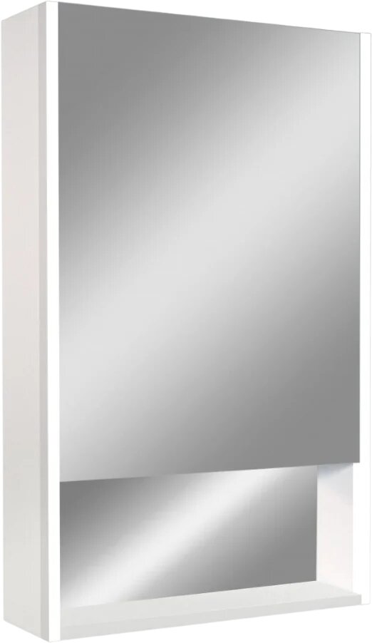 Зеркало-шкаф Art&Max Foggia AM Fog 600-800-1D R/DS/F White со светодиодной подсветкой, с боковыми полками, 50 см, белое, итальянское