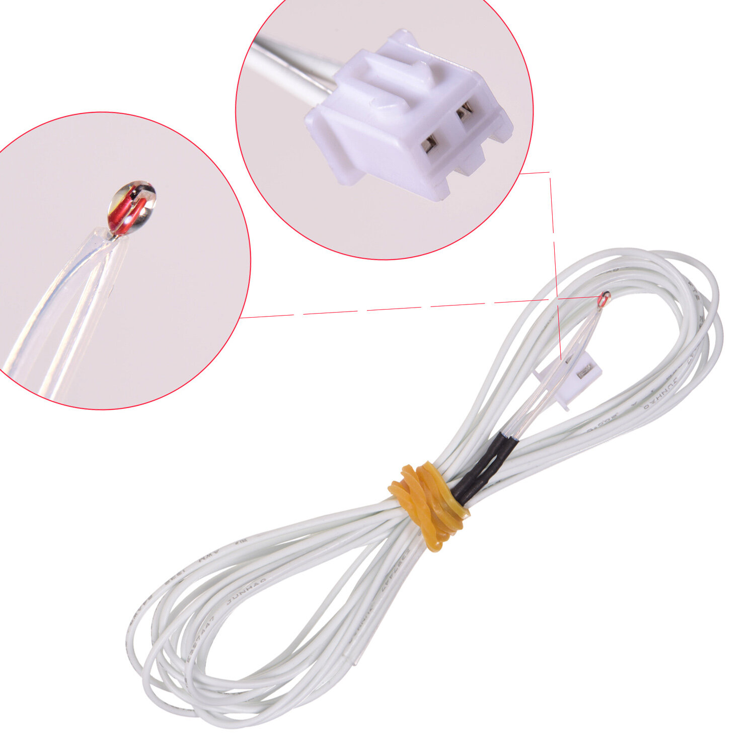 Датчик термистора 100 кОм с кабелем проводки 1,2 метра и головкой с гнездовым штырем, совместимый с нагреваемым горячим концом 3D-принтера Ender 3, сменная деталь