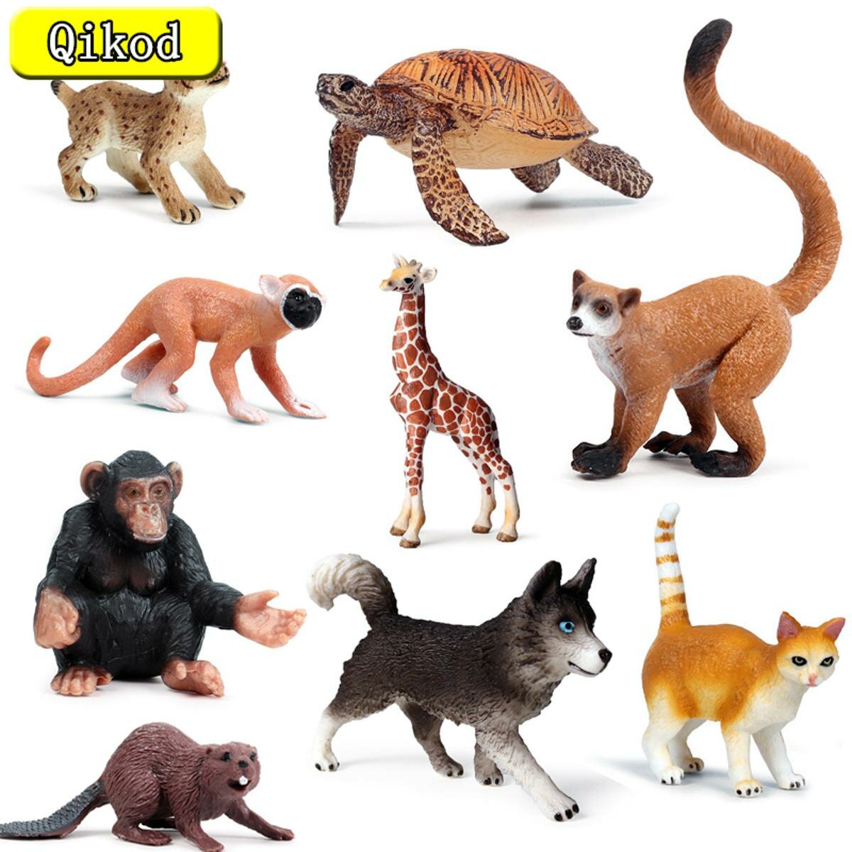 Новые DIY Wild Jungle Zoo Animal Models Action Figures Monkey Cat Dog Wolf Collection Model Doll Educational Toy for Chi