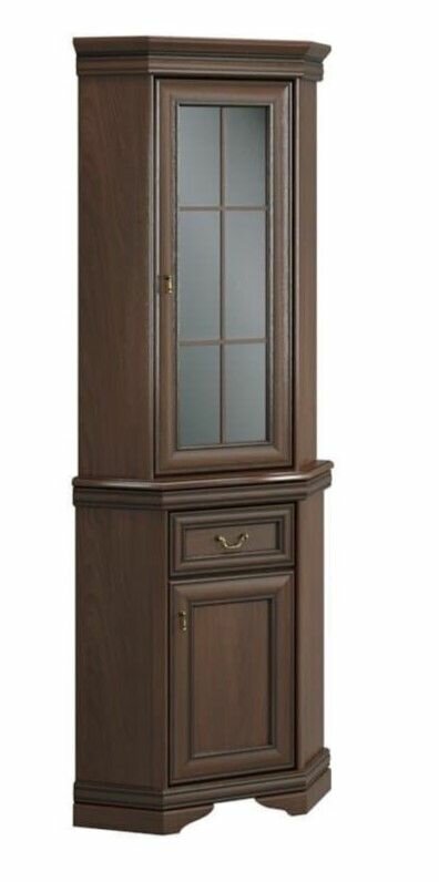 Шкаф-витрина Владимирская Мебельная Фабрика "София", угловой, из ЛДСП и МДФ, цвет орех, 56x56x207 см