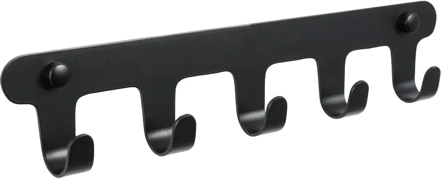 Крючок Fixsen Practica FX-805B-5 стальной, 5 крючков, черный, вешалка для полотенец в ванную