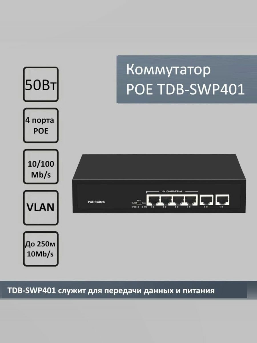 Коммутатор PoE TDB-SWP401