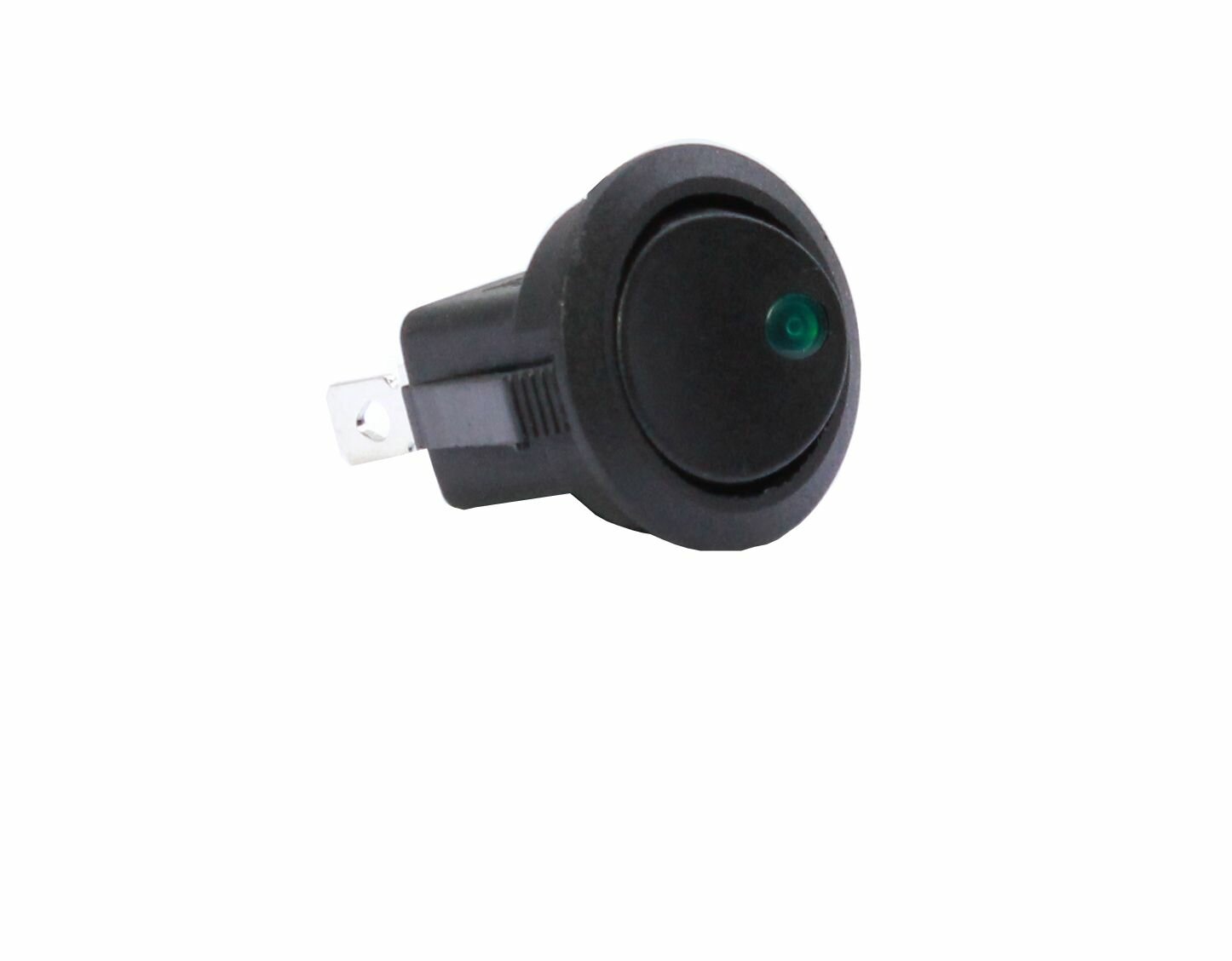 Клавиша 12V 20А круглая черная с зеленой LED подсветкой 3контактное ON OFF YADA 905475