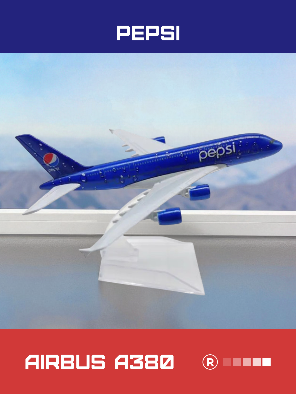 Модель самолета Pepsi A380 Airbus, металл, сборка без клея, 1:400