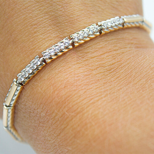 Браслет, фианит, искусственный камень